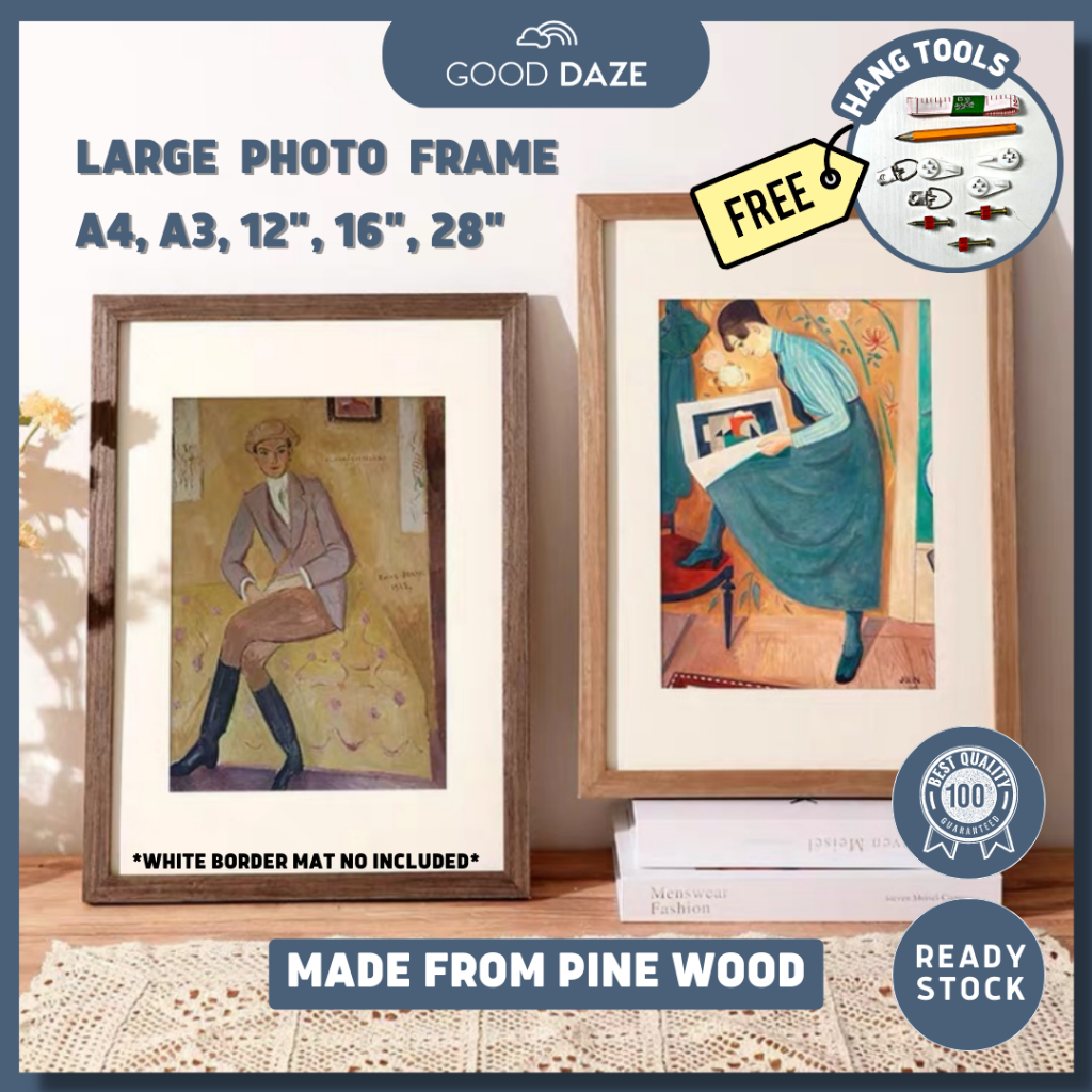 【GOOD DAZE】Solid Wood Large Photo Frame Poster Frame A4 10R A3 30x40 ...