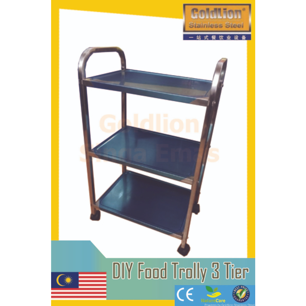 Stainless Steel DIY Food Trolly 3 Tier Tiga Three Trolley Food Kitchen ...