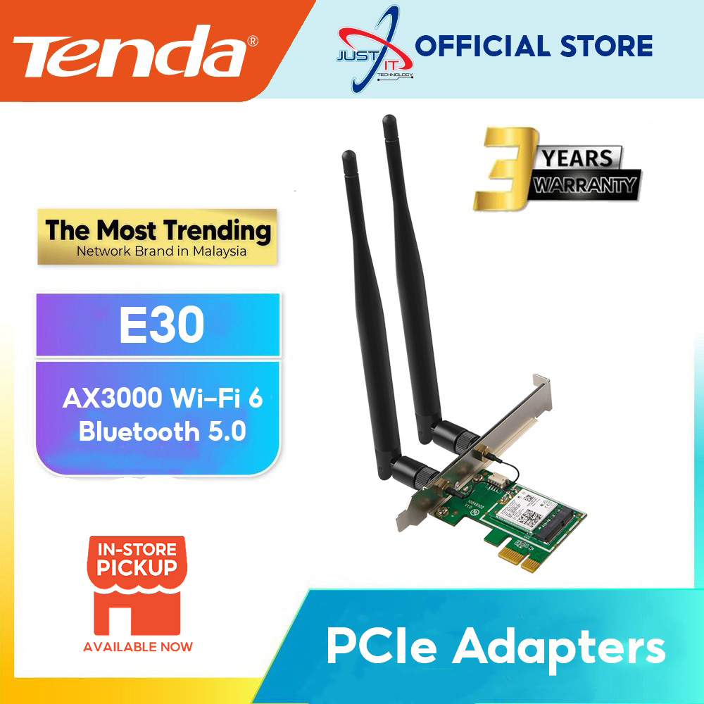 TENDA E30 AX3000 WIFI 6 BLUETOOTH 5.0 PCIE ADAPTER | Shopee Malaysia