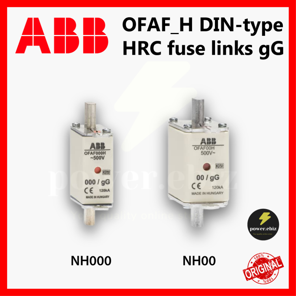 ABB OFAF 500V DIN-TYPE (NH000 63A 100A / NH00 160A) gG HRC FUSE LINKS (OFAF000H63 OFAF000H100 ...