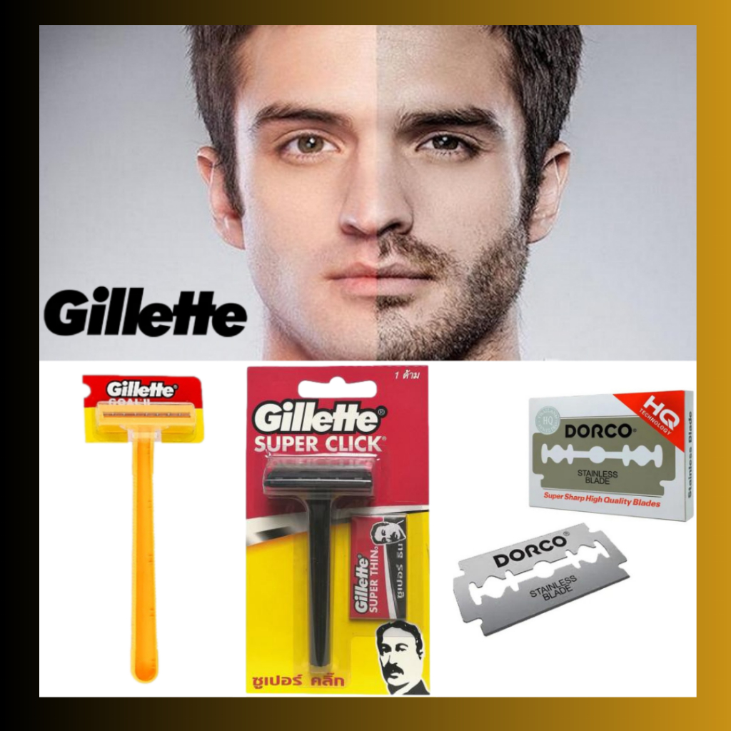 Gillette SUPER CLICK RAZOR + 1 Blades/Gillette SUPER THIN 2/DORCO Red ...