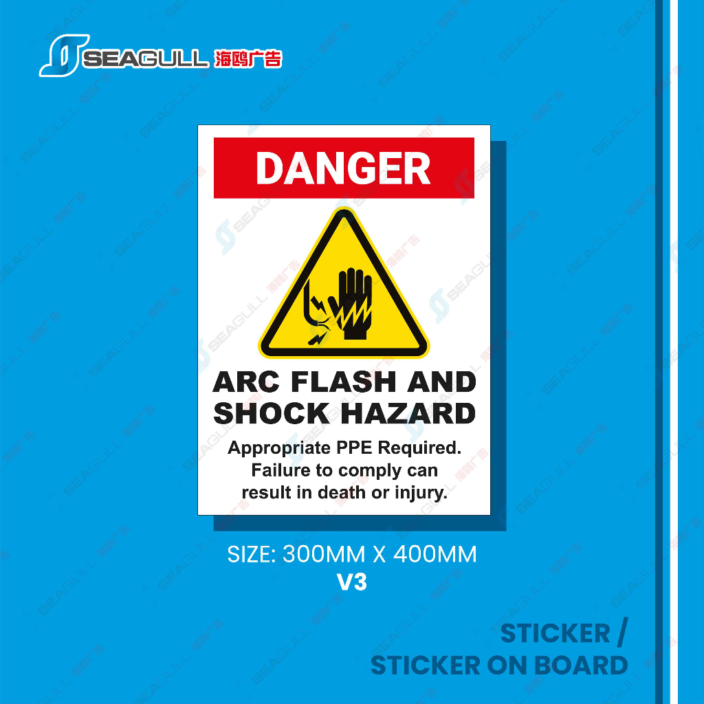 High Voltage Sign Signage Sticker Electric Danger Caution Voltan Tinggi ...