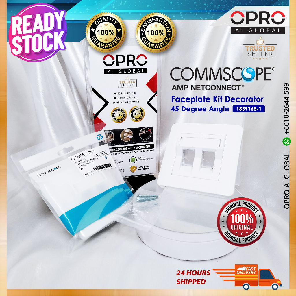 [1Gang & 2Gang] Commscope AMP® Ori Faceplate 45Degree Angle RJ45 RJ11 ...
