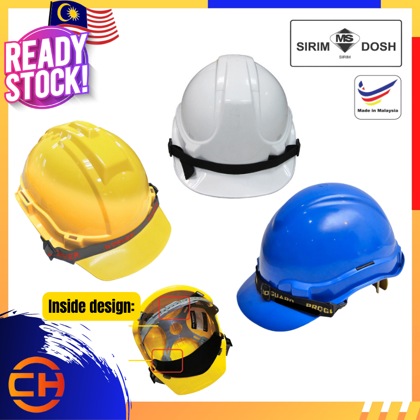 WORKER INDUSTRIAL SAFETY HELMET (RACHET) SIRIM CERTIFIED (YELLOW/WHITE ...