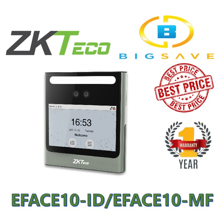 ZKTECO EFACE10-ID / EFACE10-MF TOUCHLESS FACIAL IDENTIFICATION TERMINAL ...