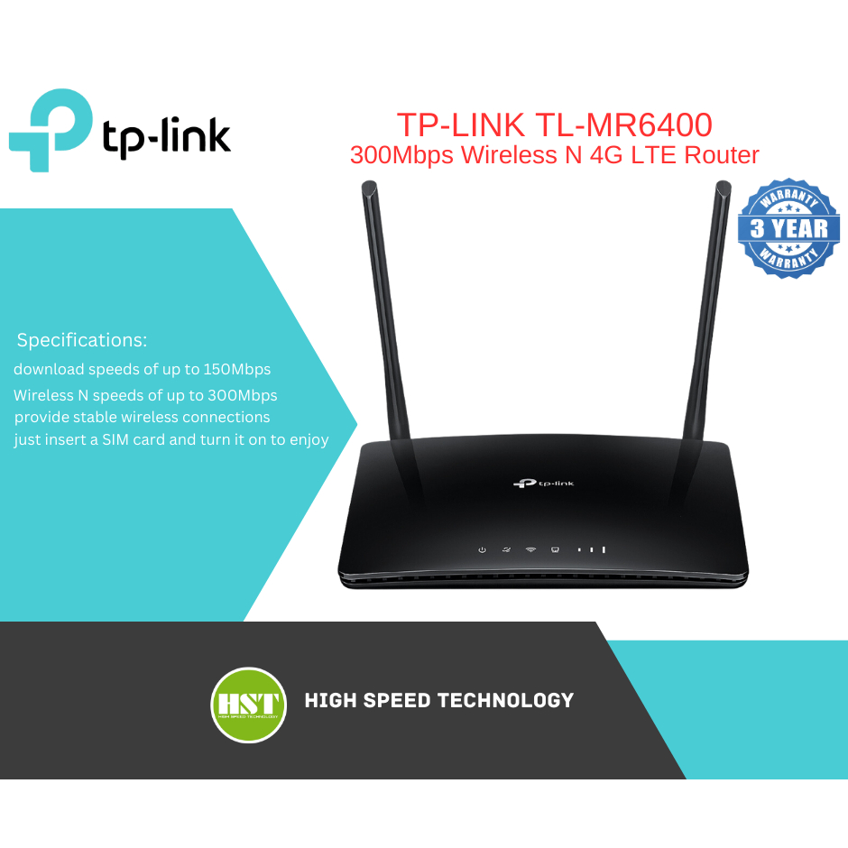 TP-LINK TL-MR6400 300Mbps Wireless N 4G LTE Router | Shopee Malaysia