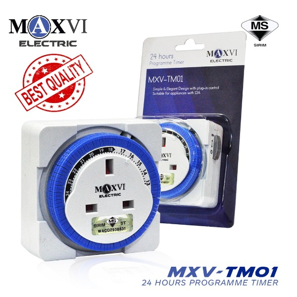 MAXVI 13A PLUG IN TIMER 24 HOURS / THEBEN TYPE TIMER (SIRIM) | Shopee ...