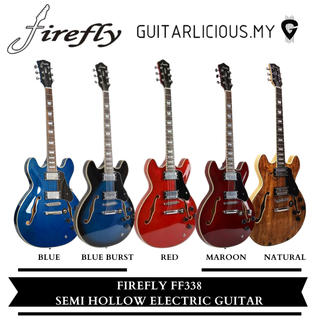 Firefly Semi Hollow Body Electric Guitar w/ Double Closed Humbucker HH FF338 gitar elektrik ...