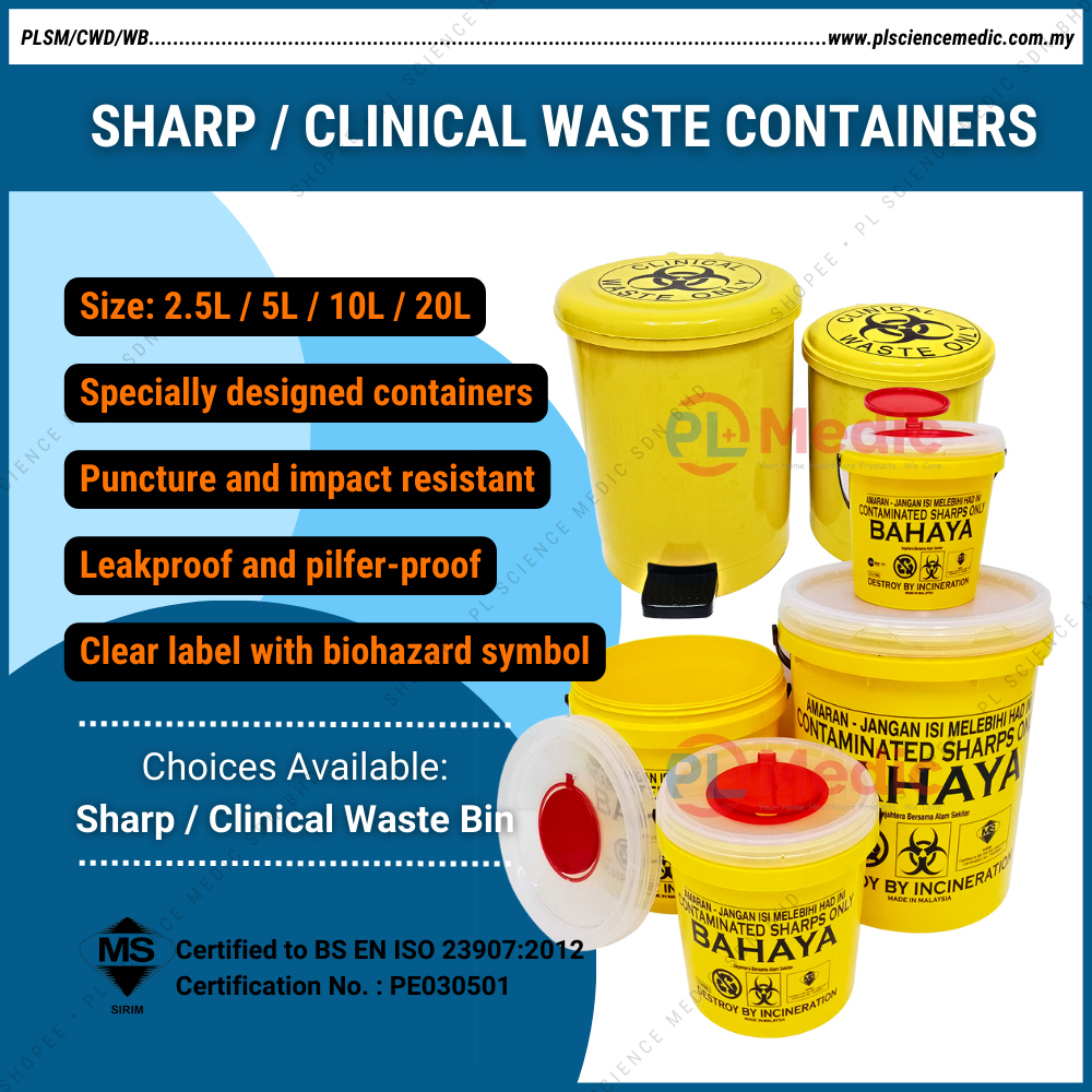 [READY STOCK] Sharp Waste Bin (2.5L/5L/10L/20L) or Pedal Operated Clinical Waste Bin (10L/20L ...