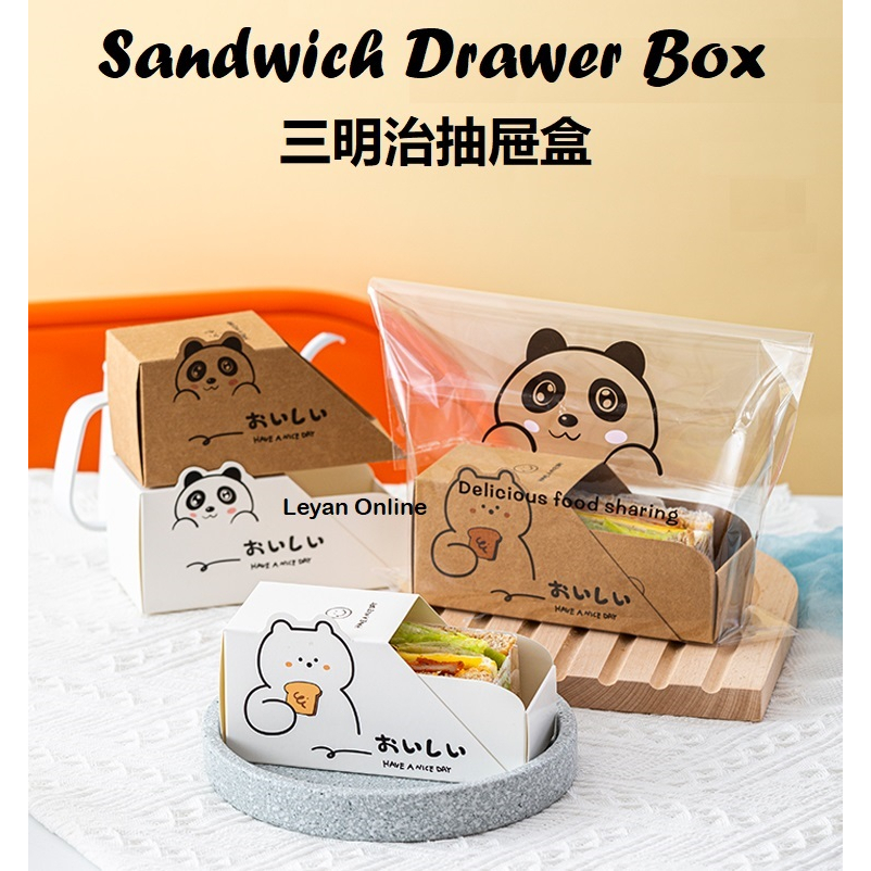 10set Sandwich Drawer Box / Korean Bear Cardboard Sandwich Burger Snack ...