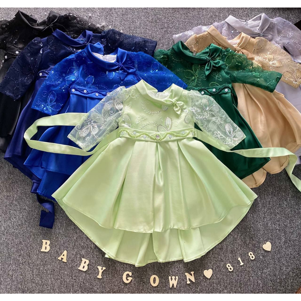 [6M-5Y] Newborn Princess Baby Gown 818 with Headband - (Gaun Aqiqah ...