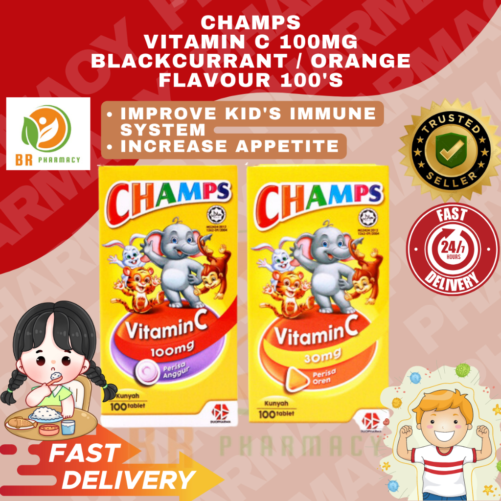 CHAMPS VITAMIN C 100MG (100 CHEWABLE TABLETS) | Shopee Malaysia