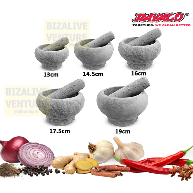 RAYACO Fine Mortar And Pestle (Nature Granite Stone) Lesung Batu ...