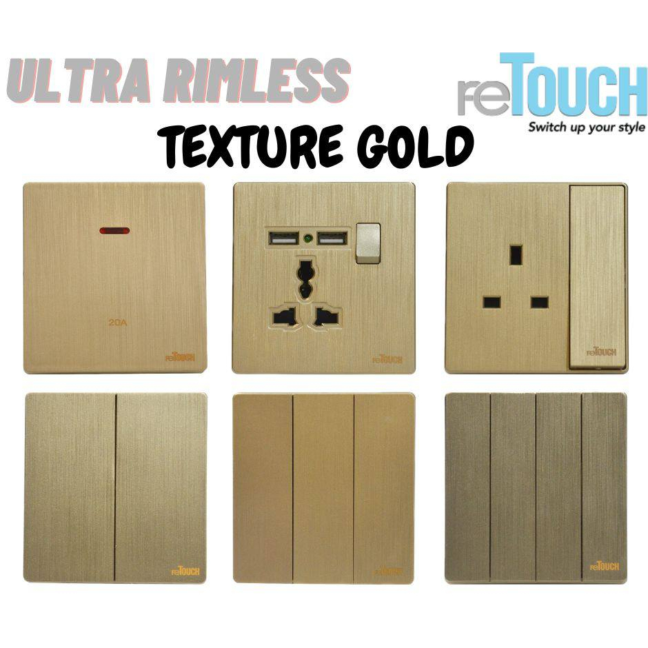 (TEXTURE GOLD) Retouch Ultra Rimless Socket and Slim Modern Switch ...