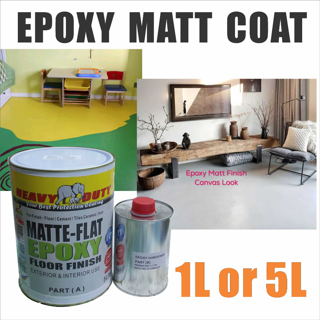 ( MATTE EPOXY ) 5L MATT EPOXY FLOOR PAINT [HEAVY DUTY] PROTECTIVE & WATERPROOF COATING . Epoxy ...