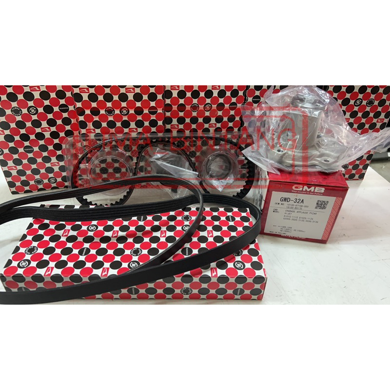 (100.000K)Timing Combo Kit Set+Fan Belt GMB Water Pump for Perodua ...