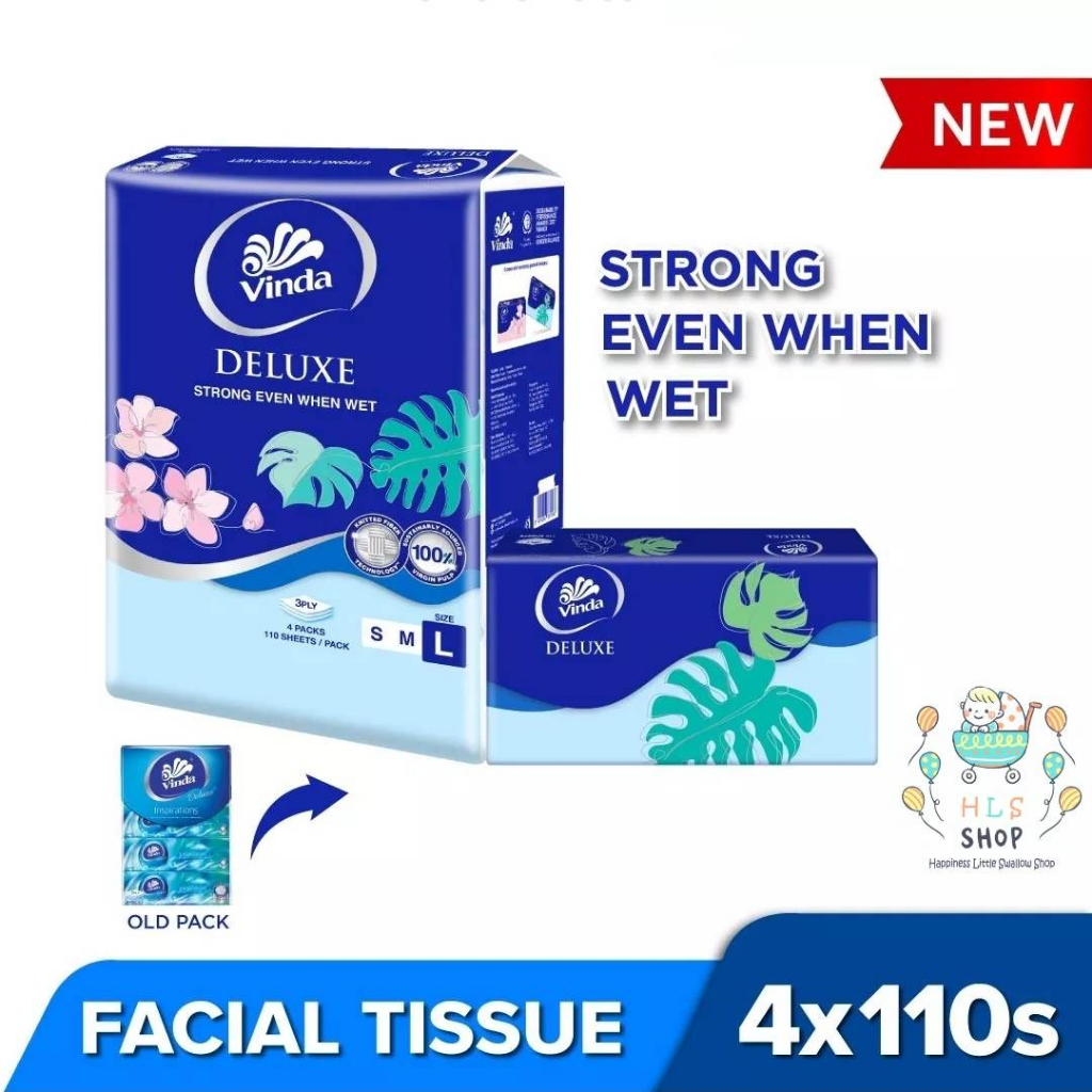 Vinda Deluxe Soft Pack Facial Tissue Large (110's x 4) | Shopee Malaysia