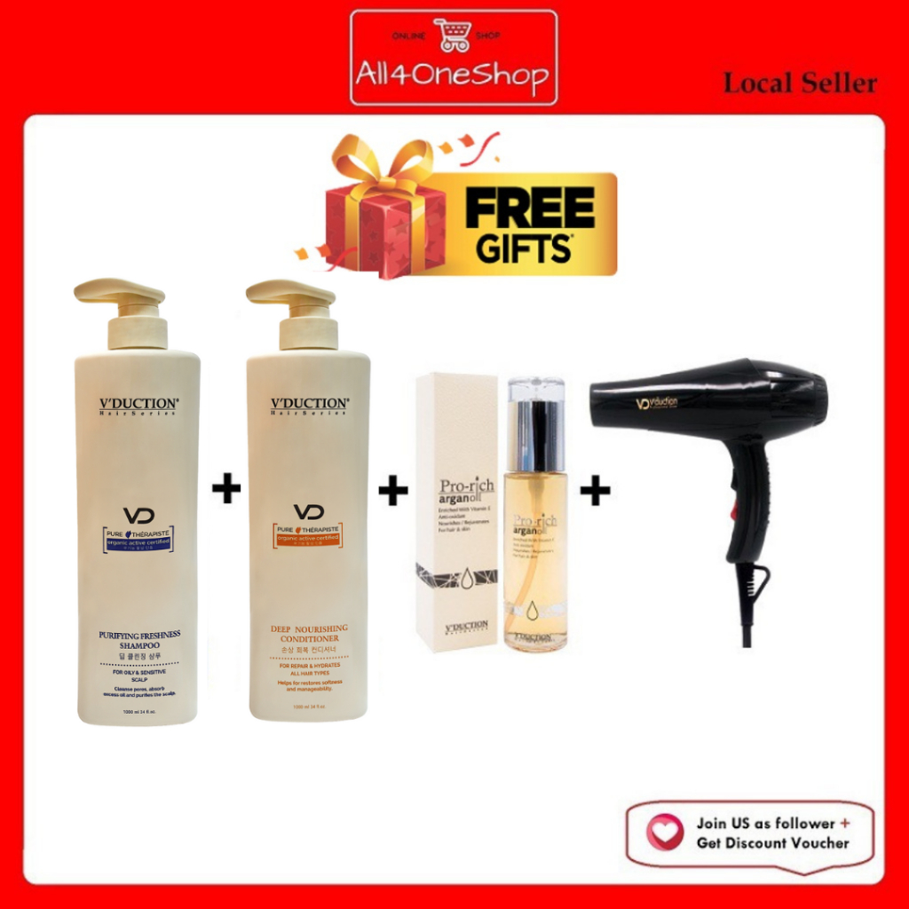 [BUNDLE SET] V'DUCTION PURE THERAPY ORGANIC PURIFYING FRESHNESS SHAMPOO 1000ML COMBO SET ...