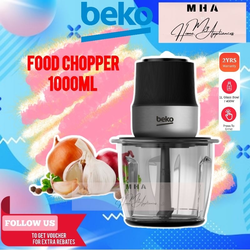 Beko Glass Bowl 1L Food Chopper | CHG81442BX Food Processor Mixer ...