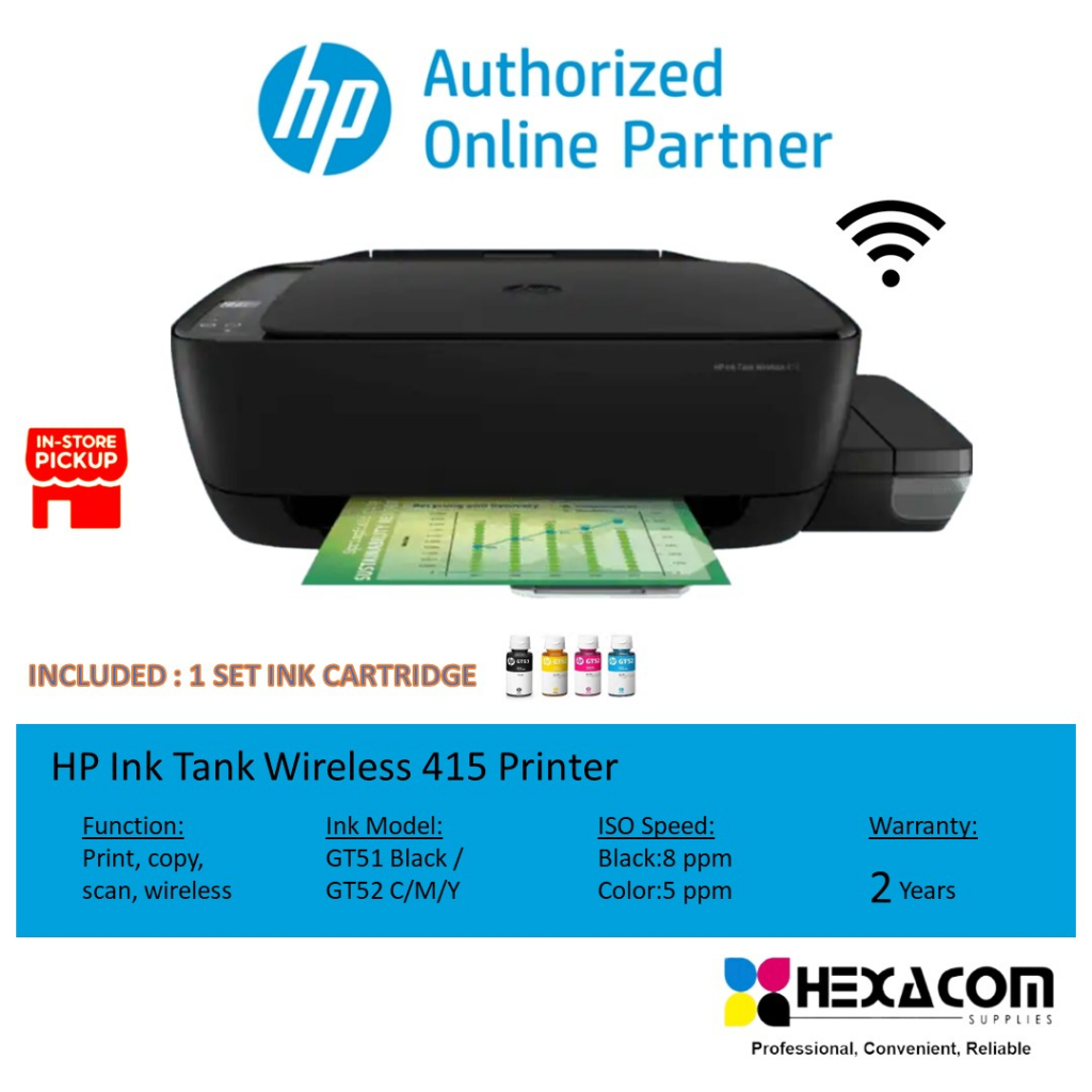 HP 415 Ink Tank Wireless All-In-One Printer Print/Scan/Copy/Wireless ...