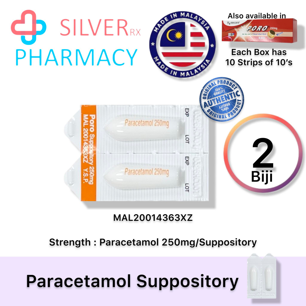 [Exp 03/2026] Poro Paracetamol 250mg Suppositories | Shopee Malaysia