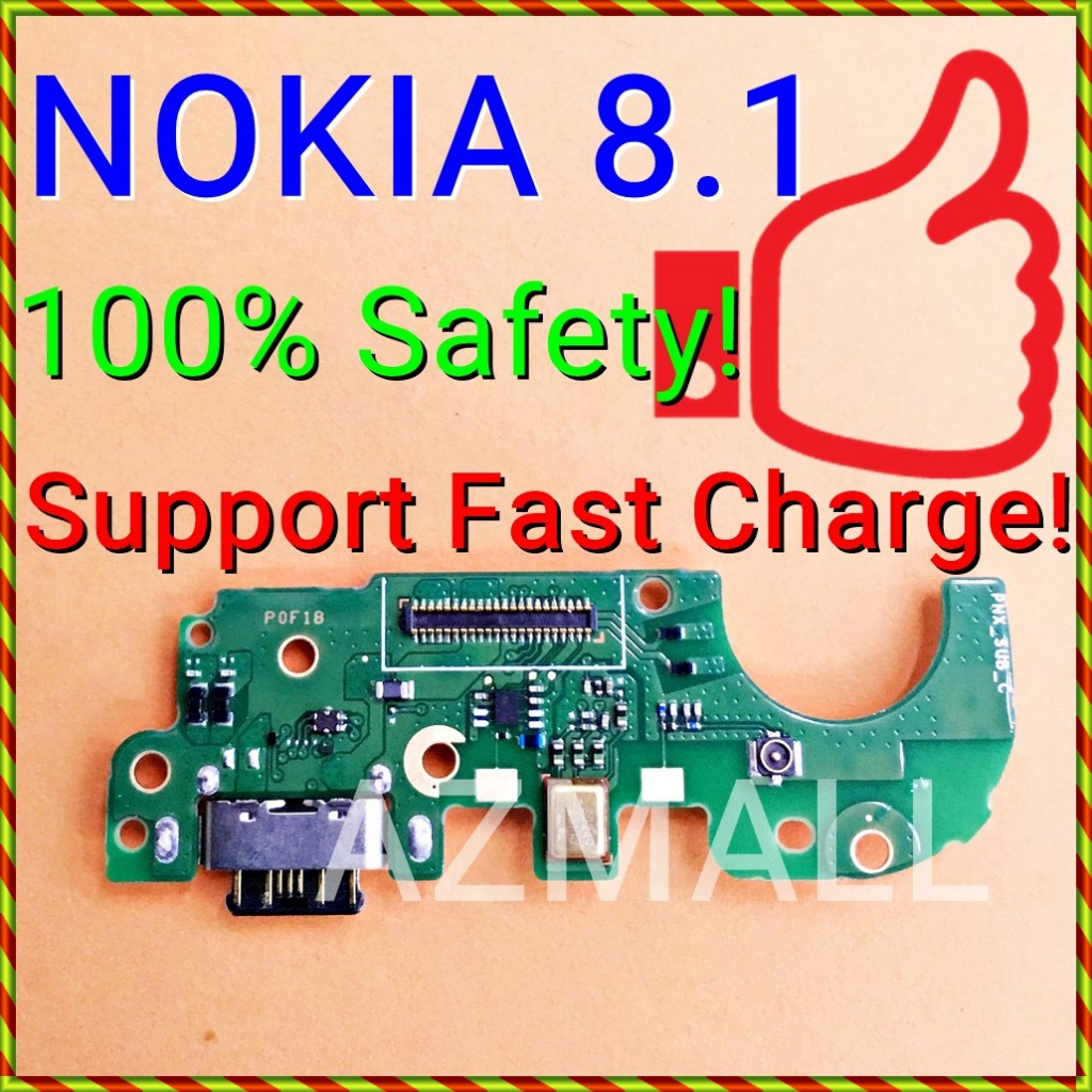 (18W Fast Charge) NEW ORI Charging Port IC Board Microphone MIC Ribbon Nokia 8.1 /X7 /TA-1099 ...
