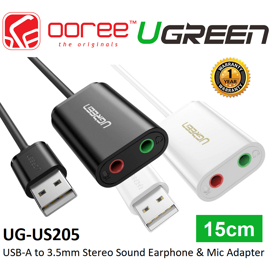 UGREEN US205 USB-A TO 3.5MM AUDIO JACK EXTERNAL STEREO SOUND EARPHONE ...