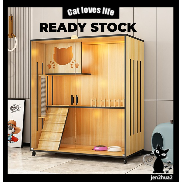 Ready Stock Cat Villa Solid Wood Cat Cage Cat House Home Cat Nest