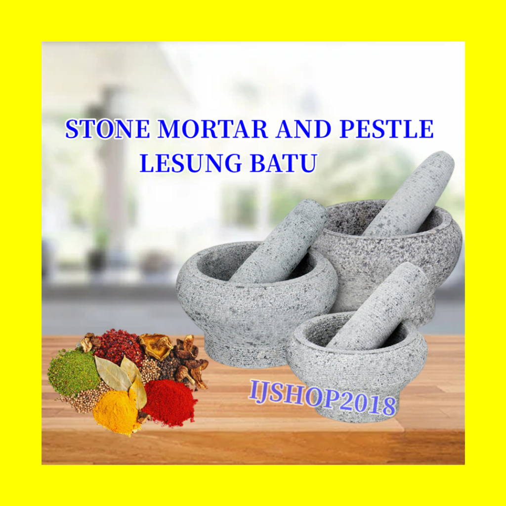 STONE MORTAR AND PESTLE / LESUNG BATU/ANAK LESUNG BATU | Shopee Malaysia