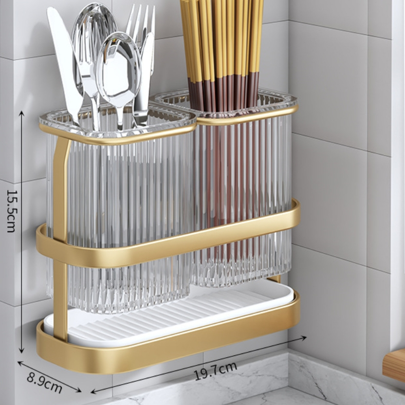 Wall-mounted Luxury Double Cutlery Tableware Holder Draining Cutlery ...