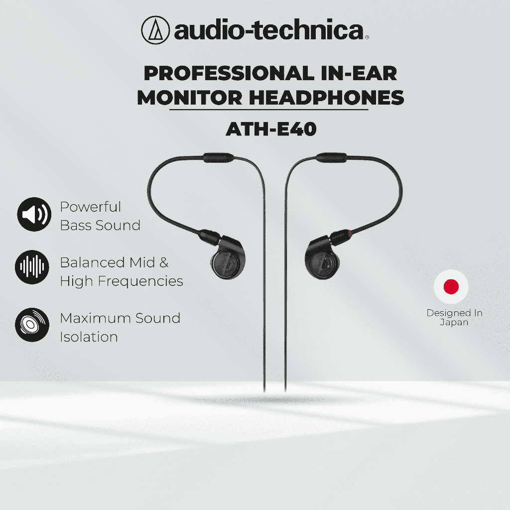 Audio-Technica ATH-E40 Professional In-Ear Monitor Headphones Stage Earphone Wired Earphone ...