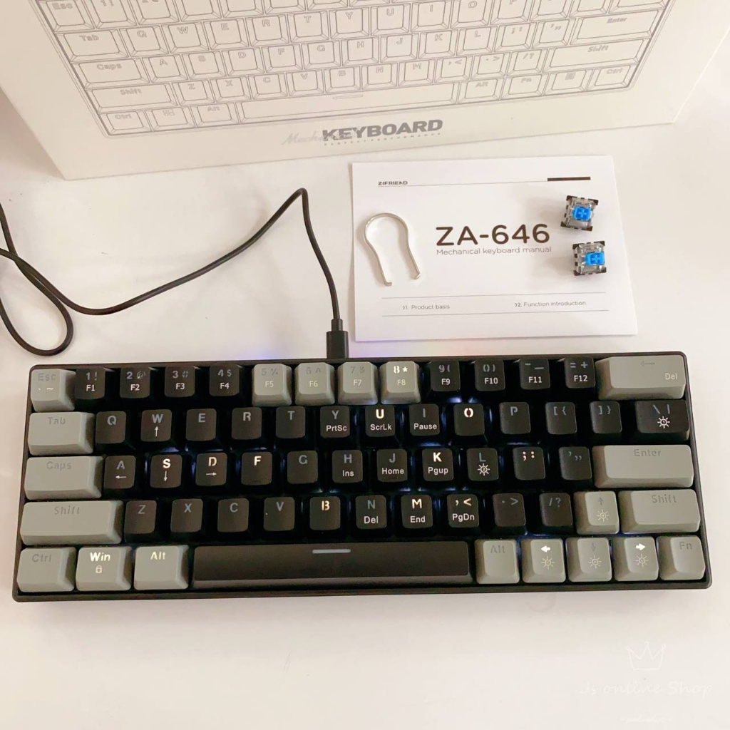 ZIFRIEND ZA-646 Keys Mechanical Keyboard White Backlit Hot Swappable ...