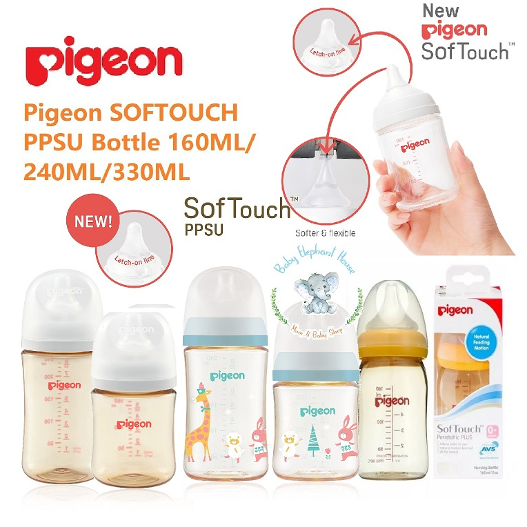 Pigeon SofTouch Peristaltic Wide Neck PPSU Nursing Bottle 160ml/240ml/330ml | Shopee Malaysia