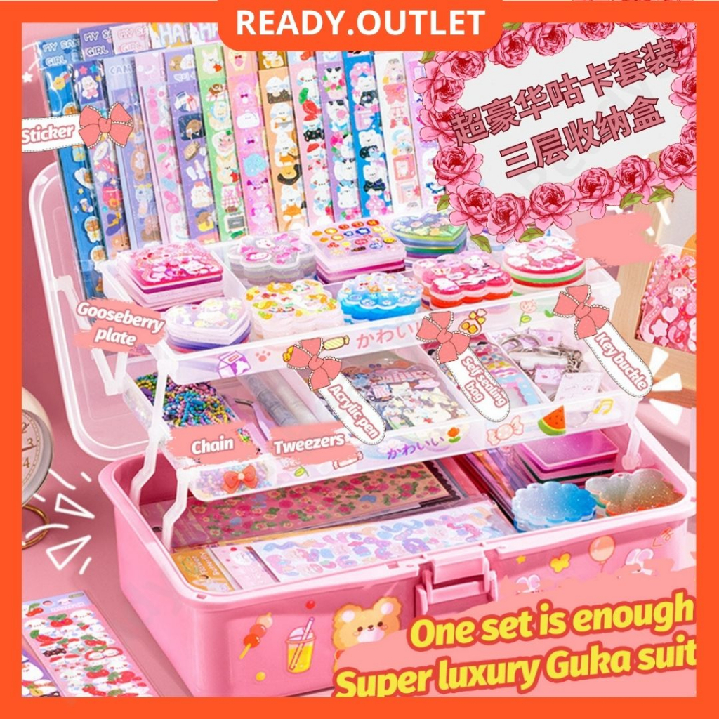 DIY 3 Layer Box Guka Goo Card Set Cute Cartoon Sticker Children Hand ...