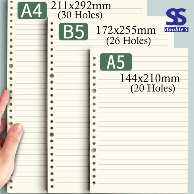 A5 B5 Binder Notebook Refillable Lined Grid Blank Sketchbook Diary School Supplies Notepad