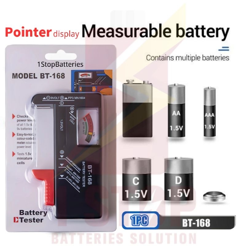 Universal Battery Tester Voltage Checker for AA AAA C D 9V 3.7V ...