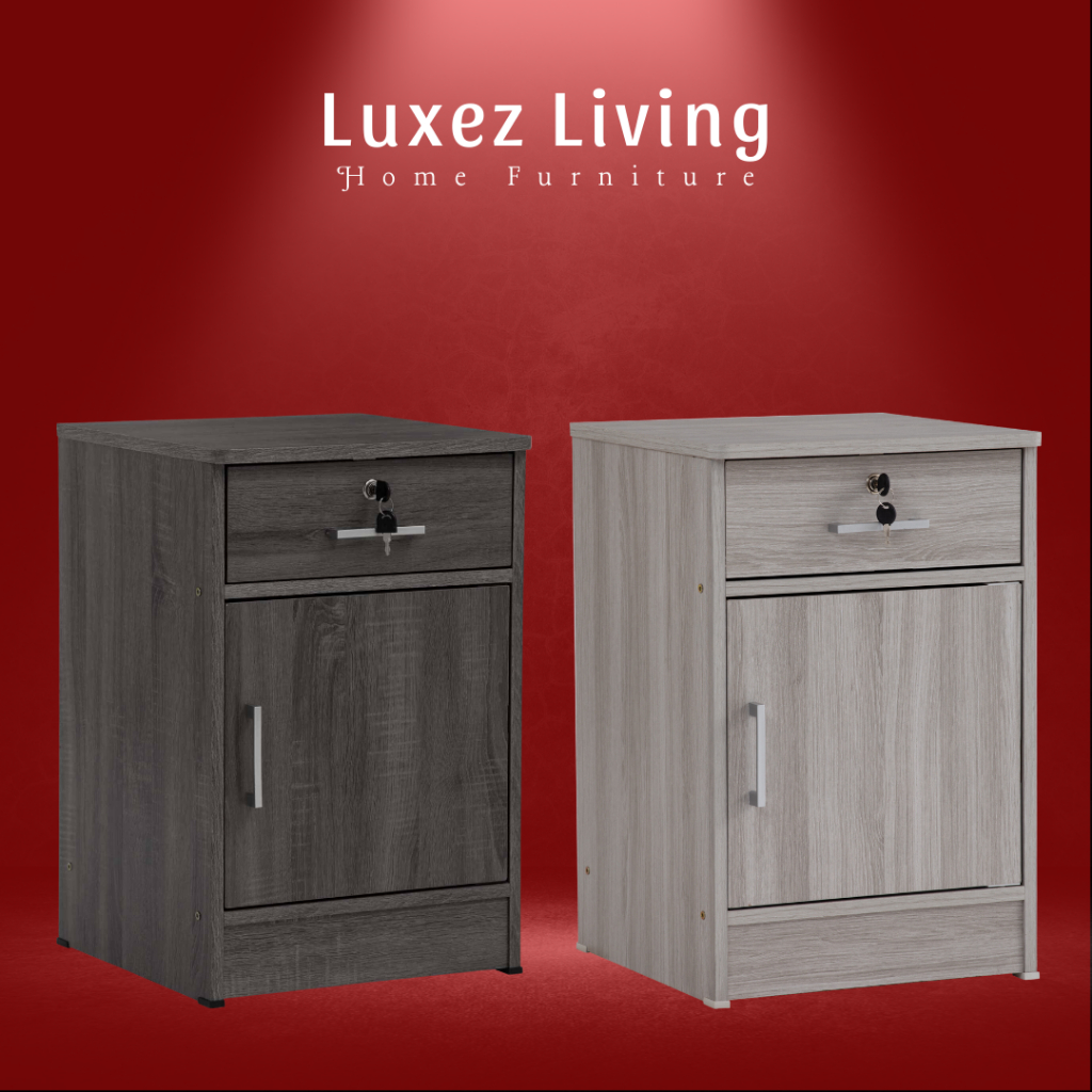 LUXEZ DUBLIN Bedside Table Locker 1 Drawer 1 Door End Table Keylock ...