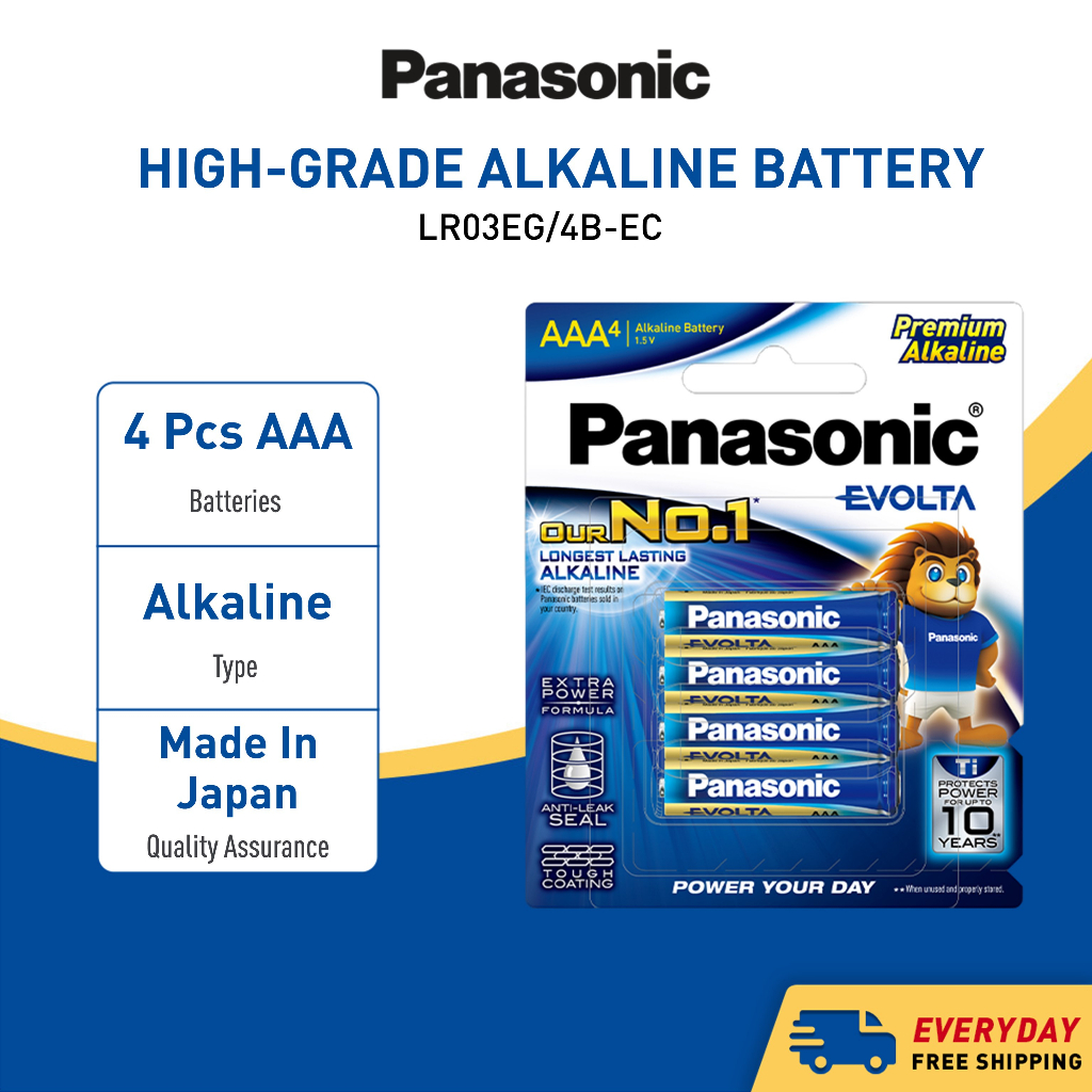 Panasonic Evolta Battery Aaa Size Alkaline Battery Extra Power Anti Leak (4 Pcs/Set) Lr03Eg/4B ...