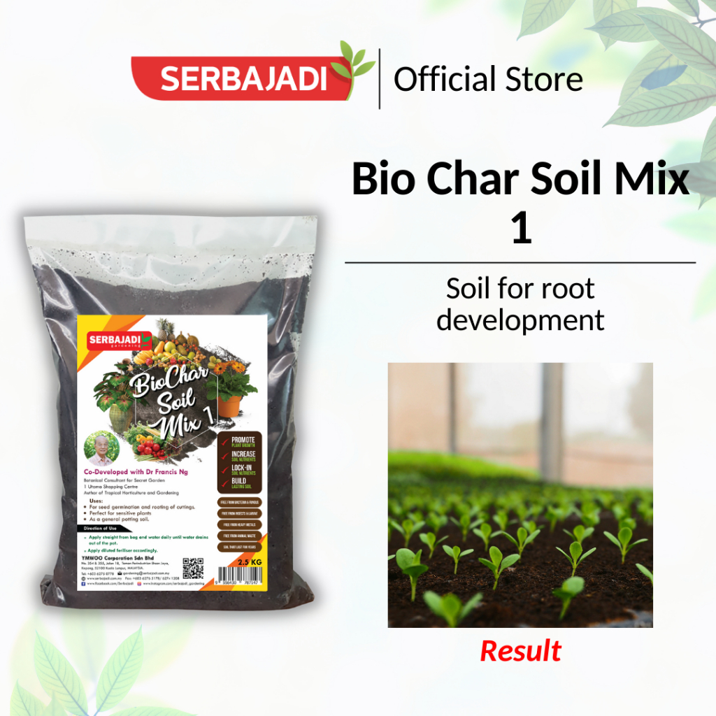 Serbajadi BioChar Soil Mix 1/ Tanah Arang Bakar/ Sesuai Untuk Pelbagai Tanaman/ 5L - 2.5kg ...