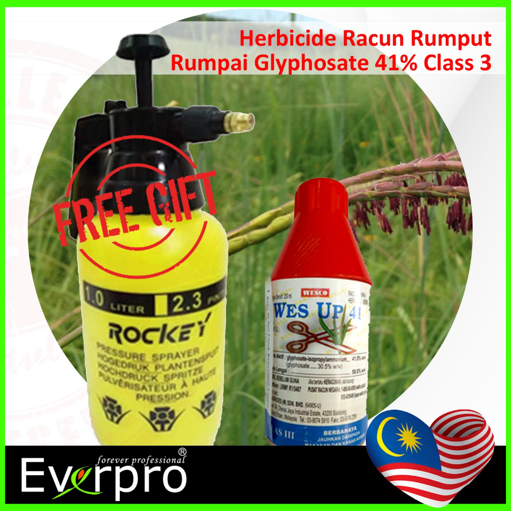 Herbicide Racun Rumput Rumpai Glyphosate 41% Class 3 Come With 1 Liter ...