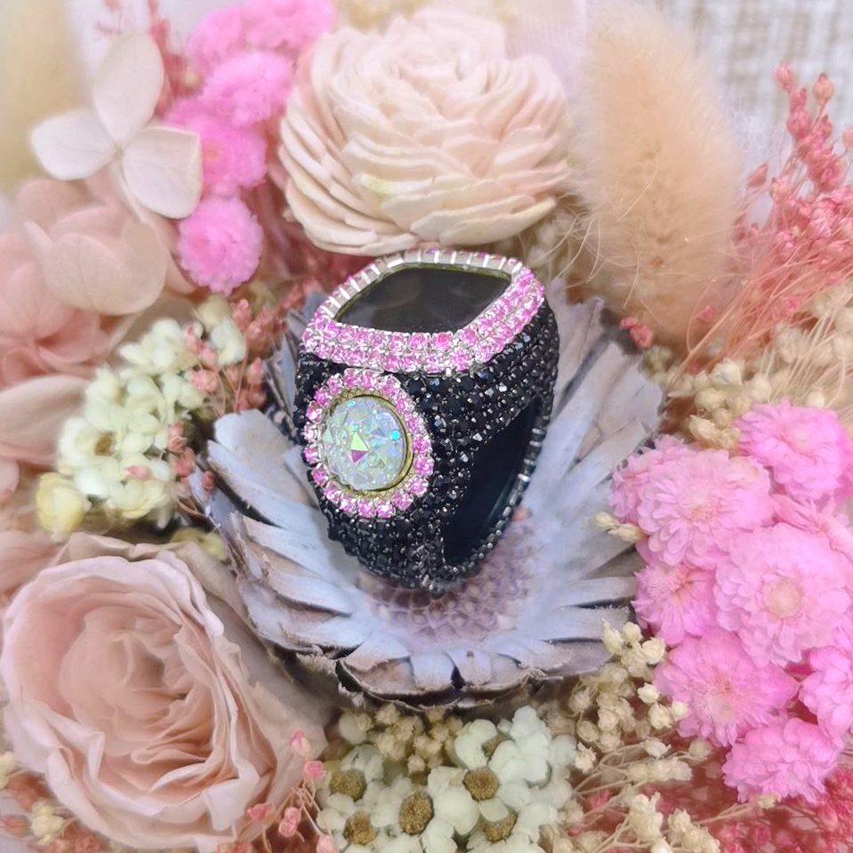 [PREMIUM] Black Pink iQIBLA Zikr Ring Swarovski with Heart Shape ...