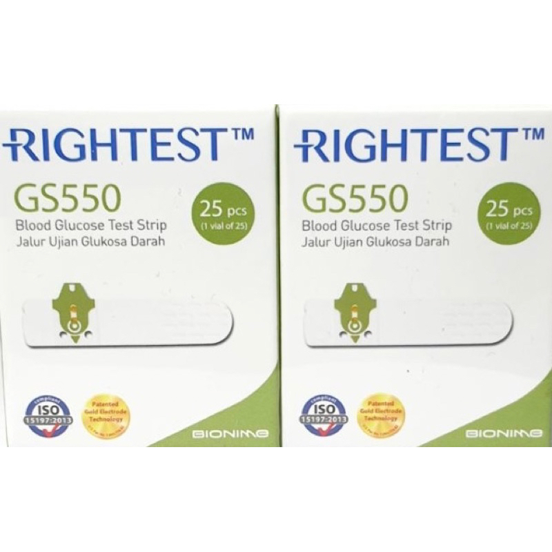 BIONIME RIGHTEST GS550 Test Strip ( 25s/25s x 2) * FOC Blood Lancets ...