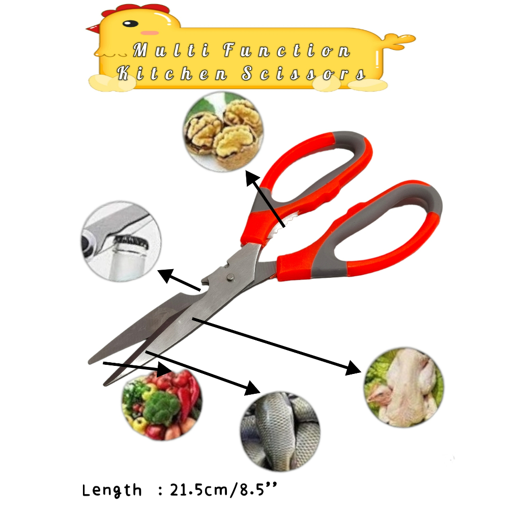 Ready Stock!!! Multi Function Kitchen Sharp Stainless Steel Scissors K-024 Gunting Dapur 多用途剪刀 ...