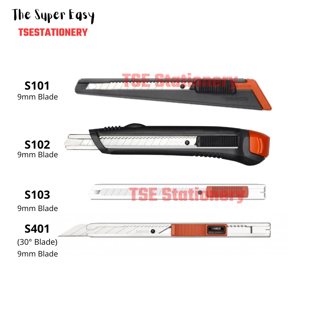 Dorco Small Cutter Knife 9mm S101 / S102 / S103 / S401 Metal Pen Knife D-cutter Pisau | Shopee ...