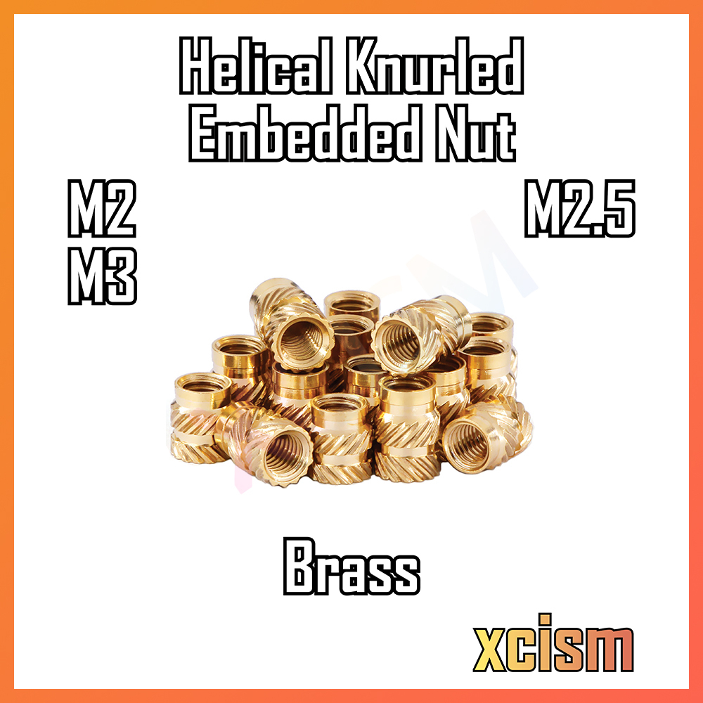 [M2 M2.5 M3] Helical Knurled Embedded Nut Heat Set Threaded Insert 3D ...