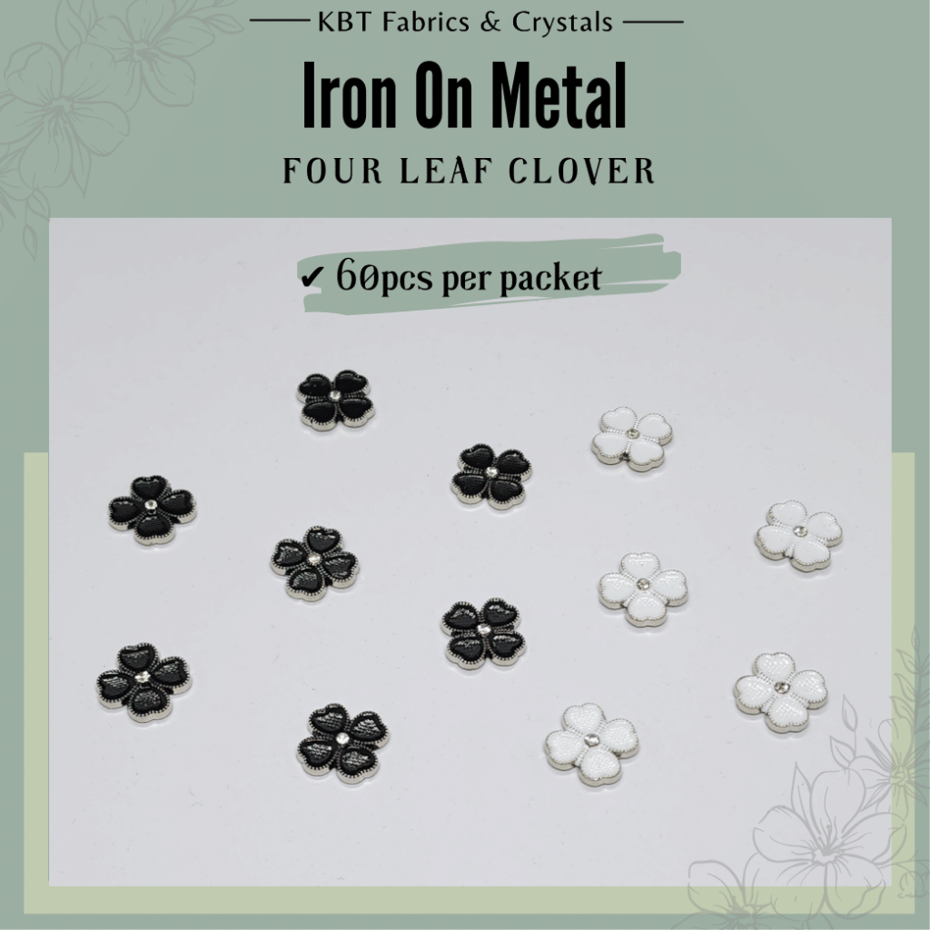 Four Leaf Clover Klover Design Bentuk Empat Daun Iron On Metal Alloy ...