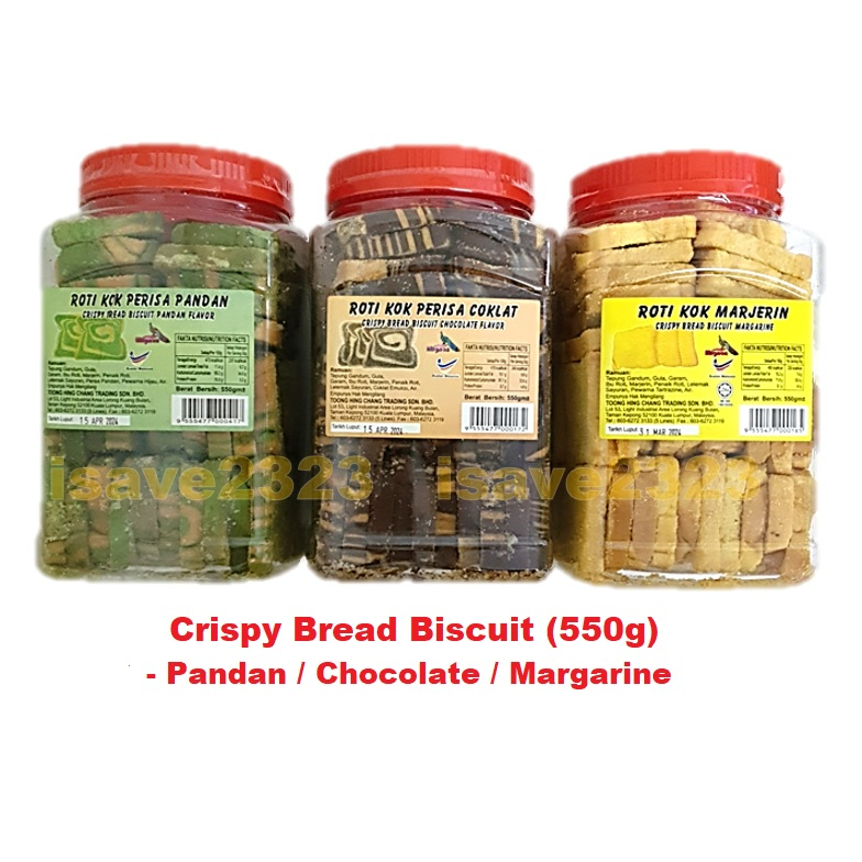 Crispy Bread Biscuit / Roti Kok (550g) - Pandan / Chocolate / Margarine ...