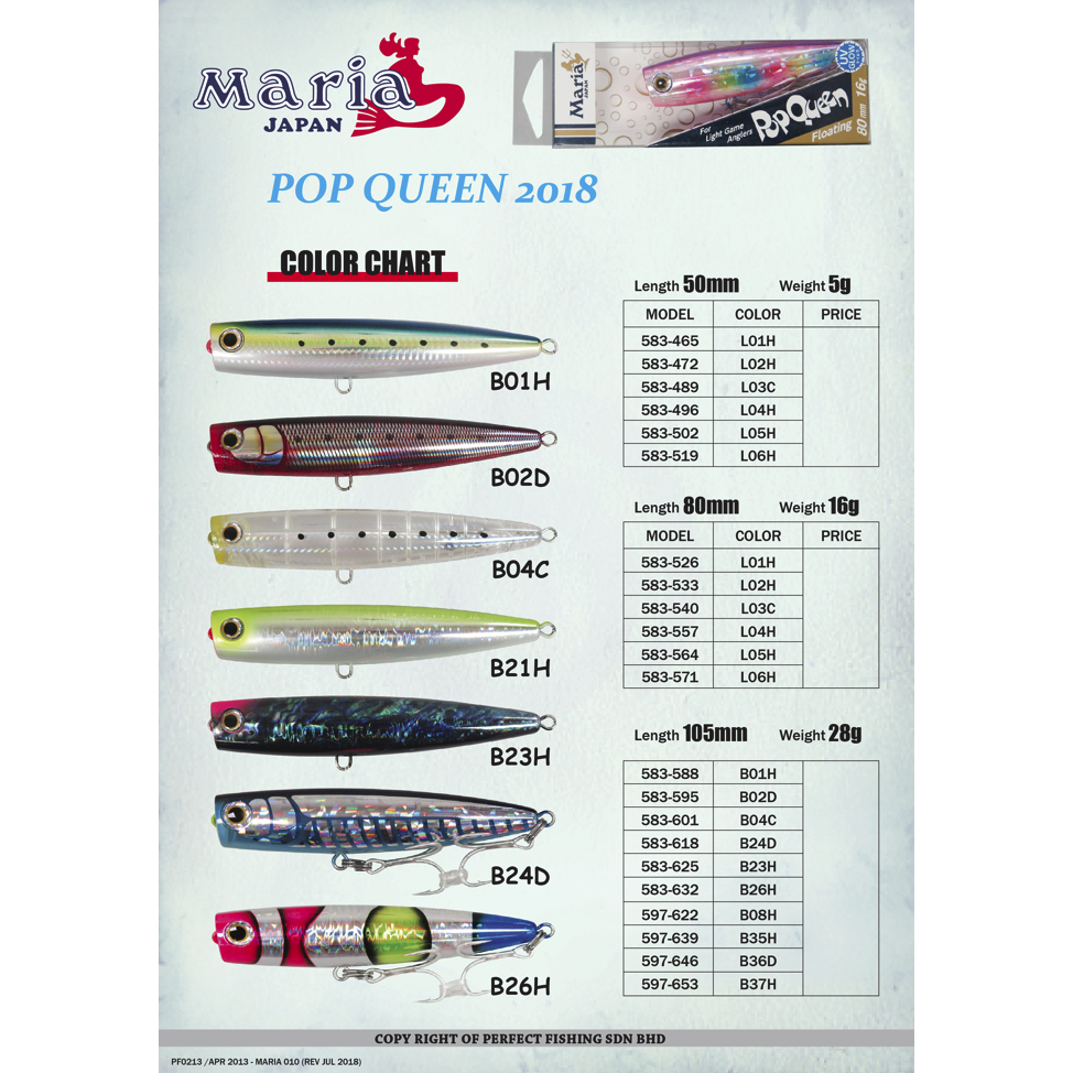(PART 1) NEW MARIA fishing lure POP QUEEN 2018 50mm 80mm 105mm Floating ...