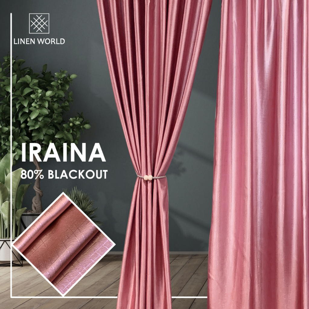 Langsir Iraina 80% Blackout Warna Pink 3D Corak Kilat Lembut Tingkap ...