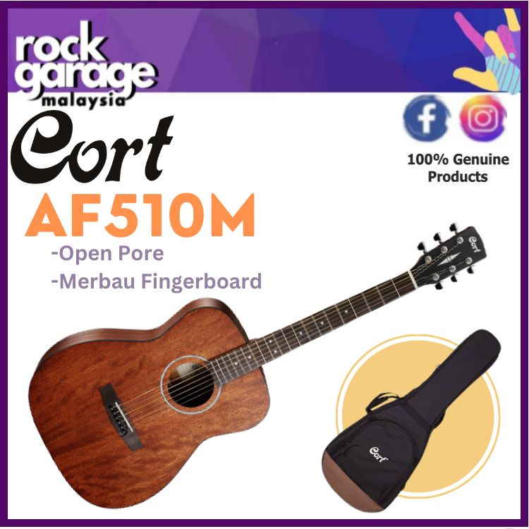 Cort AF510M - Mahogany Acoustic Guitar With Gig Bag (AF 510M/AF-510M ...